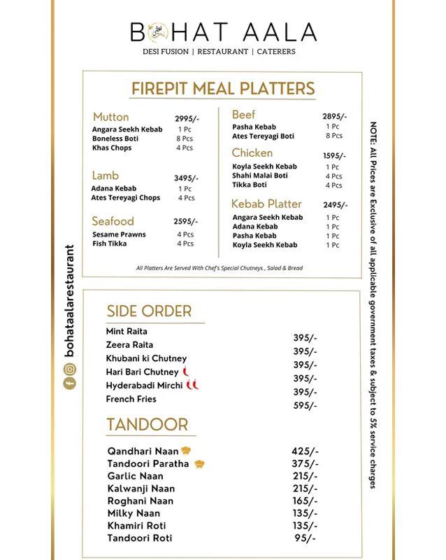Bohat Aala Restaurant Menu in Lahore | Rated 0 | (Sep, 2025)