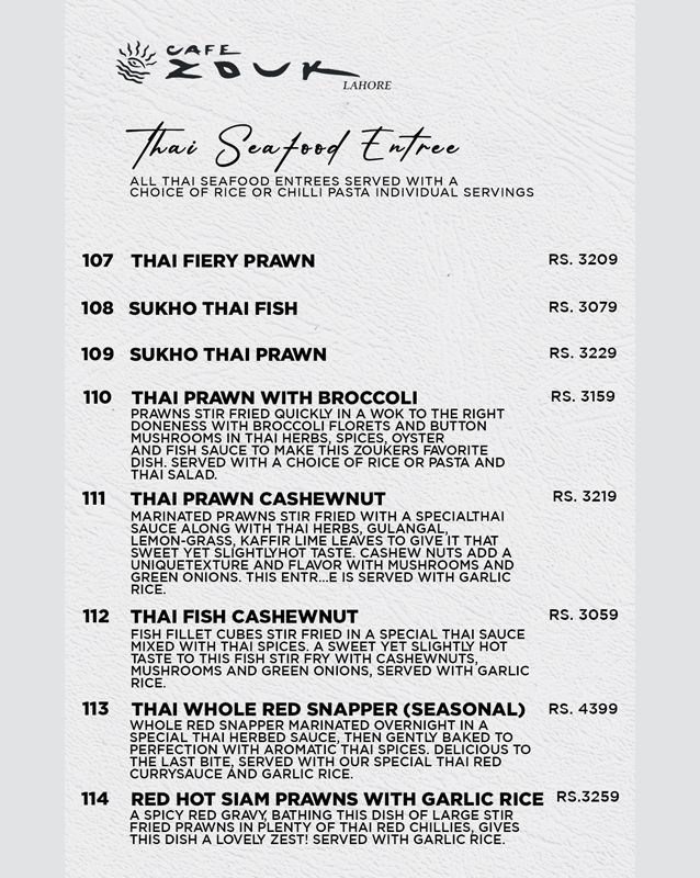 Cafe Zouk Menu in Lahore | Rated 4 | (Dec, 2025)